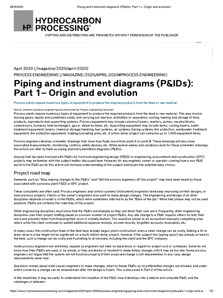 Piping and Instrument Diagrams (P&IDs) - Part 1 - Origin and Evolution ...