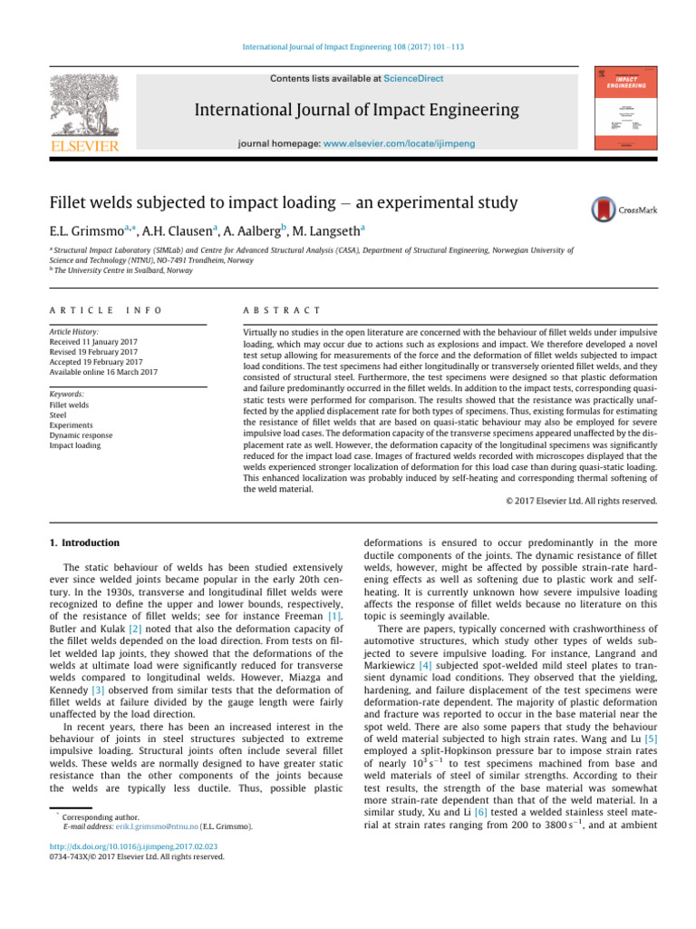 International Journal of Impact Engineering | PDF | Deformation (Engineering) | Welding