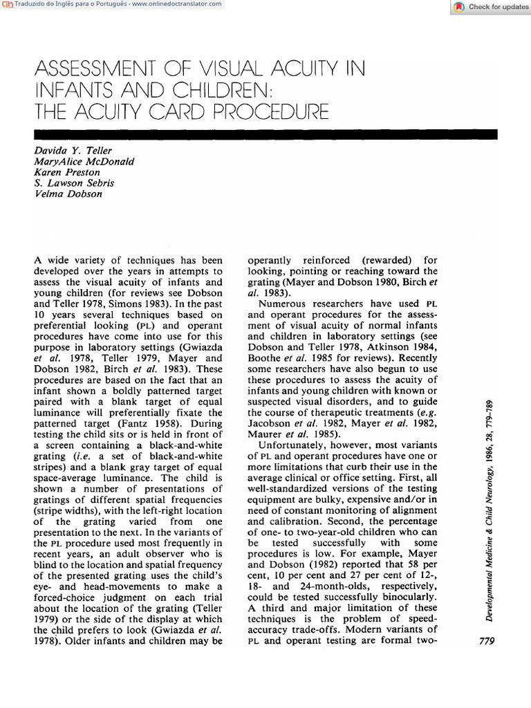 Develop Med Child Neuro - December 1986 - Teller - ASSESSMENT OF VISUAL ...
