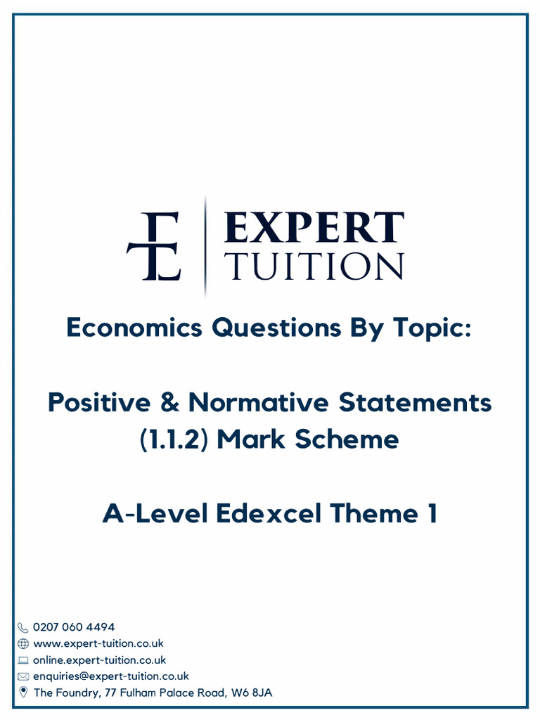 Positive Normative Statements 1.1.2 MS | PDF | Economics | Knowledge