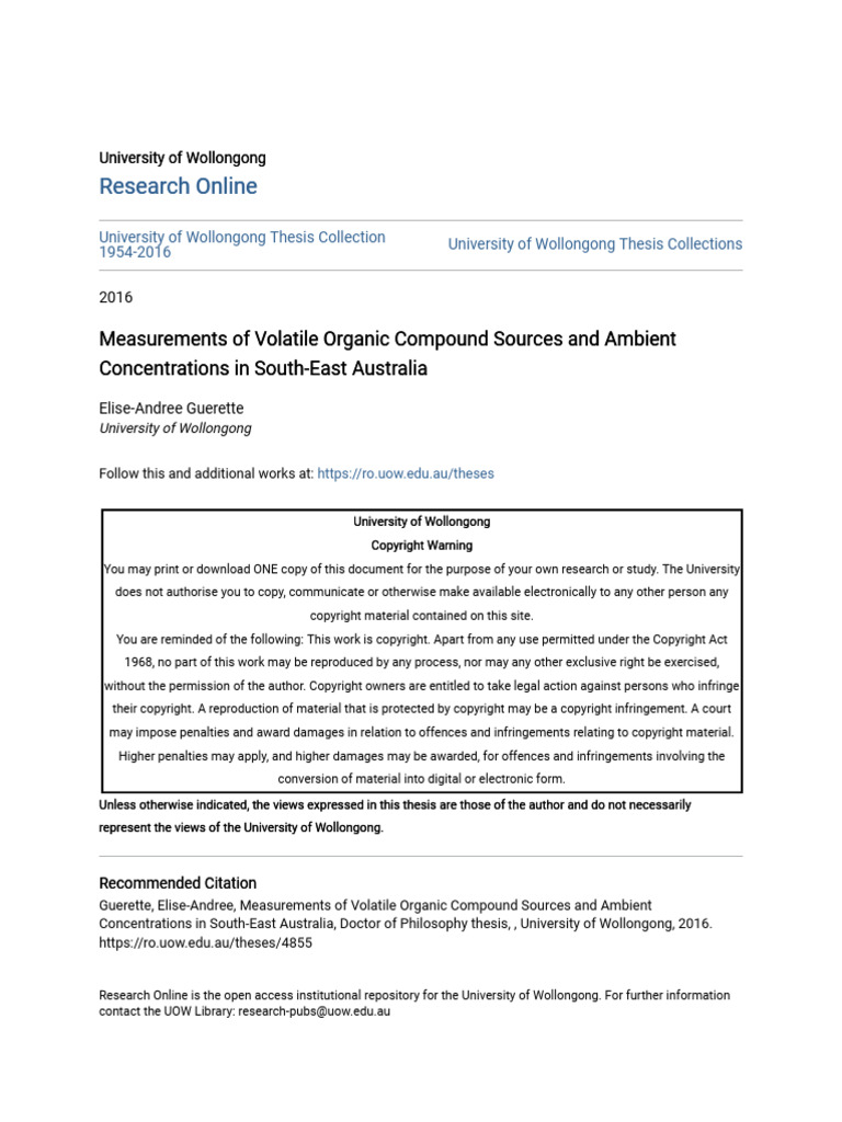 Measurements Of Volatile Organic Compound Sources And Ambient Con Pdf