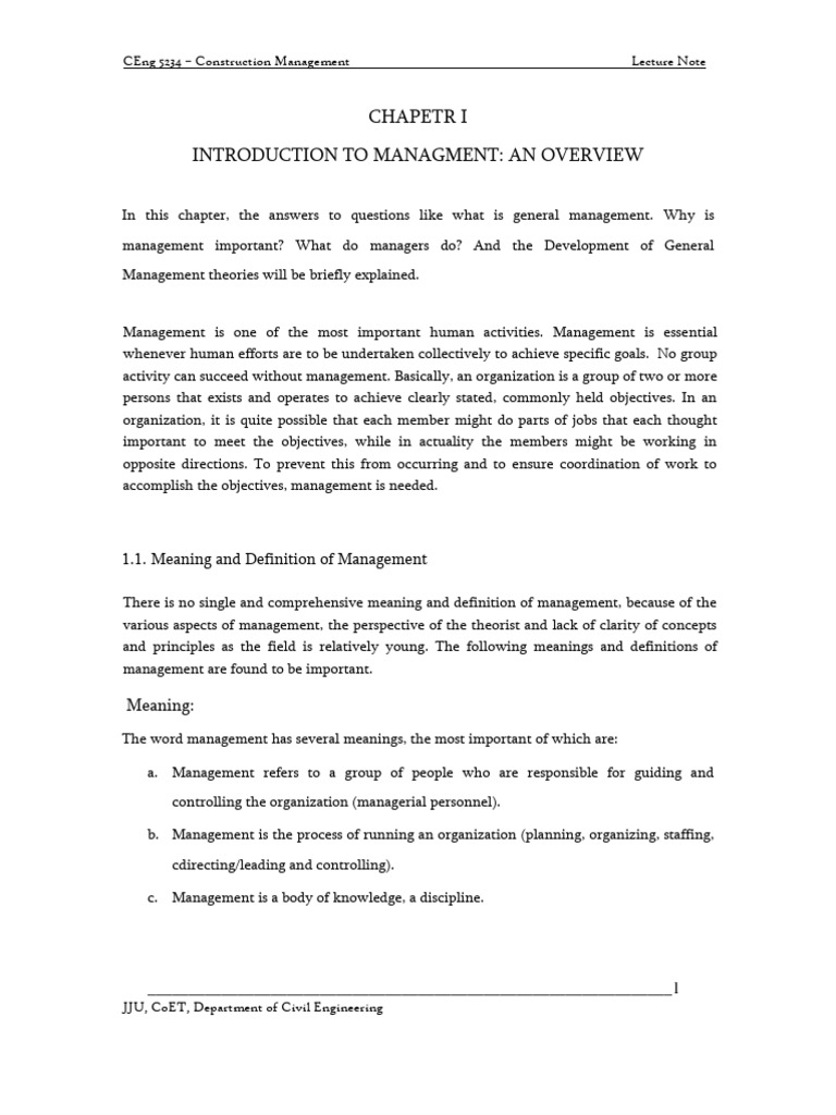 Chapter 1 - Introduction To Managment | PDF | System | Bureaucracy