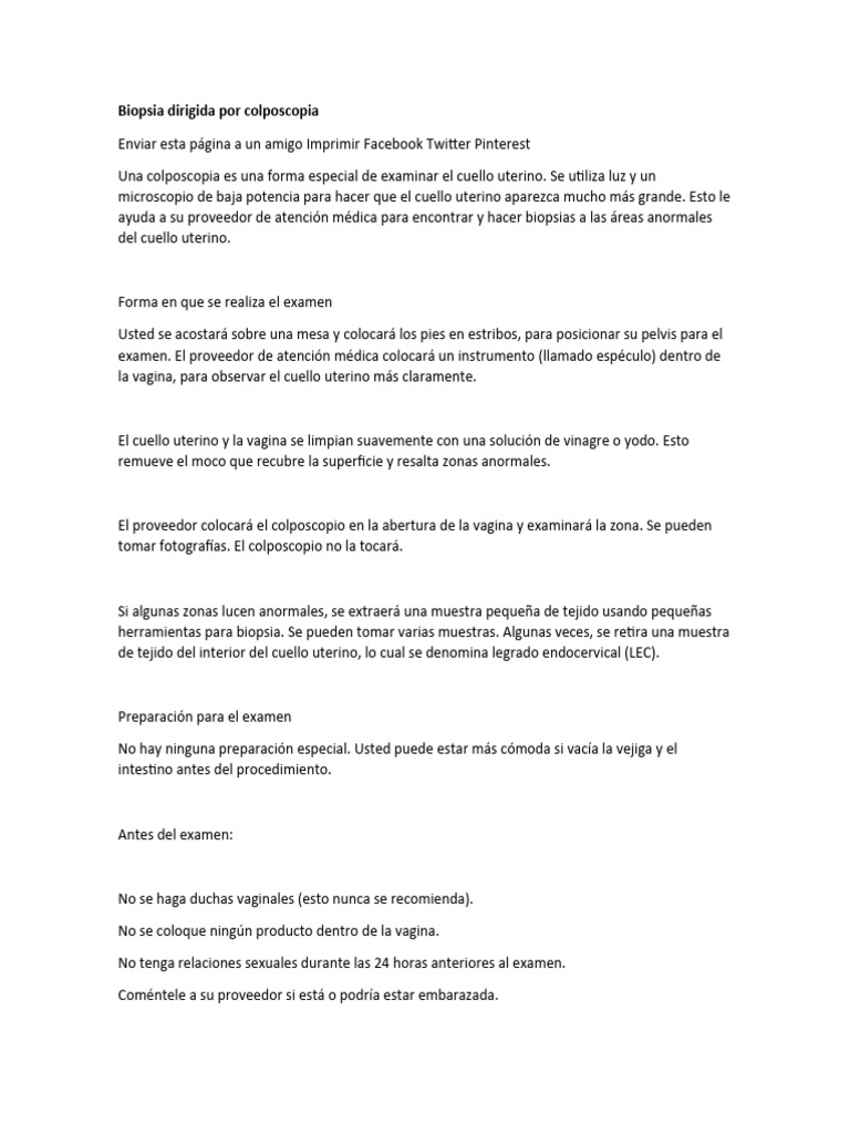 Biopsia Cervical Guiada por Colposcopia | PDF | Vagina | Medicina CLINICA