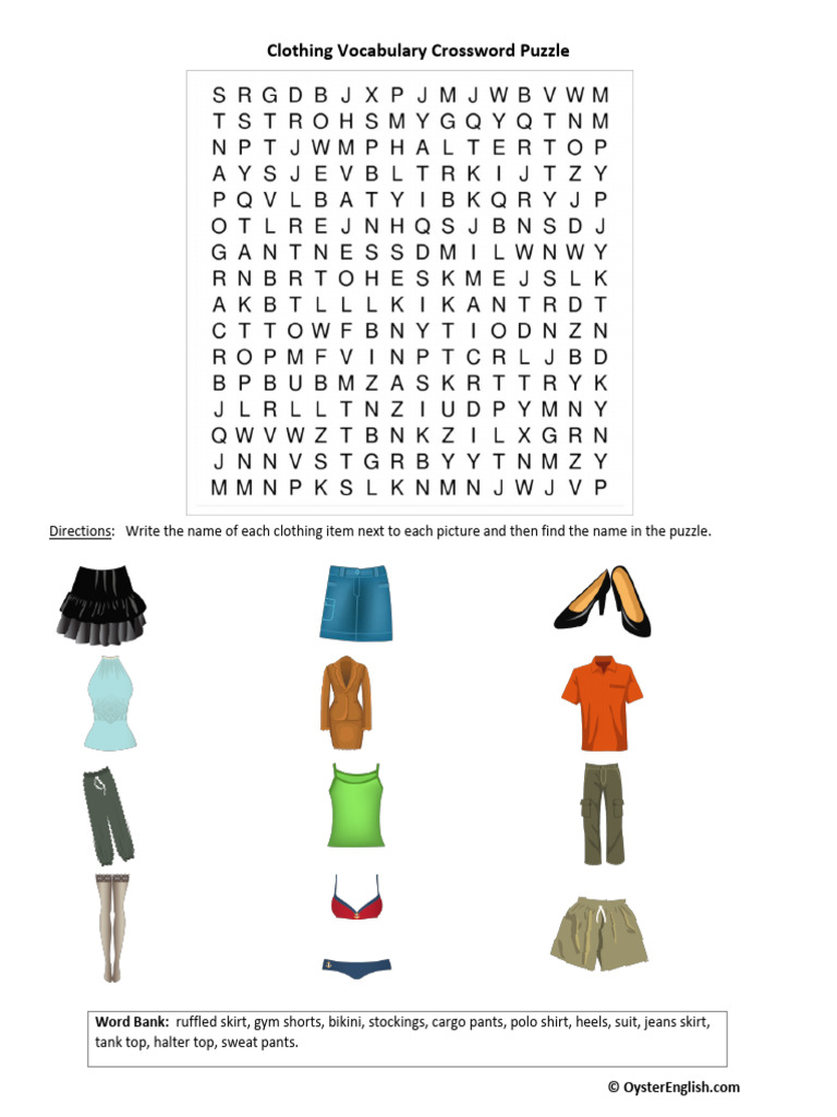 Clothing Puzzle Oyster English A0ony6 | PDF