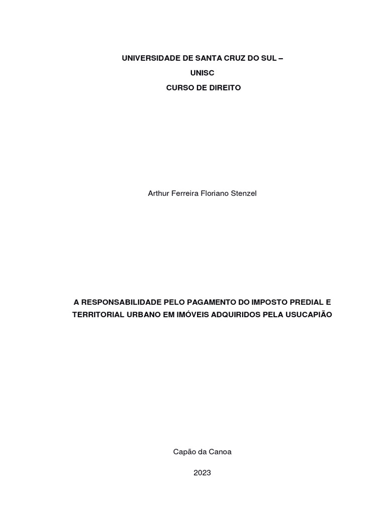 Arthur Ferreira Floriano Stenzel | PDF | Propriedade privada | Justiça