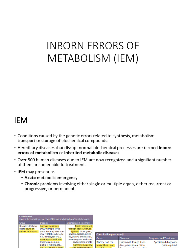 Inborn Errors of Metabolism (Iem) | PDF | Glycogen | Glucose