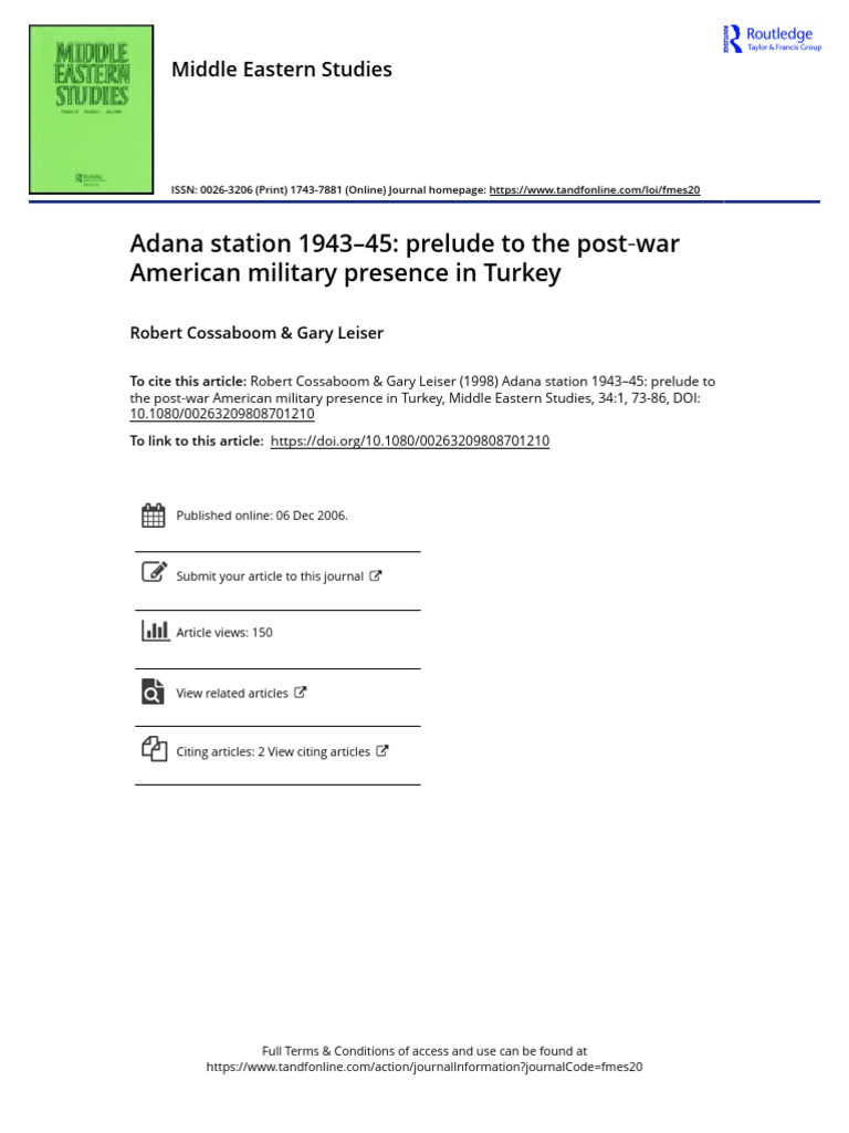 Cossaboom and Leiser - Adana Station 1943-45 (1998) | PDF | Turkey ...