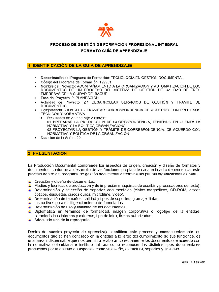 Guia de Aprendizaje - Tramitar Documentos-2 | PDF | Comunicación ...