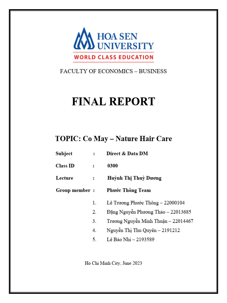 Co May Hair Care Marketing Report | PDF | Shampoo | Marketing Communications