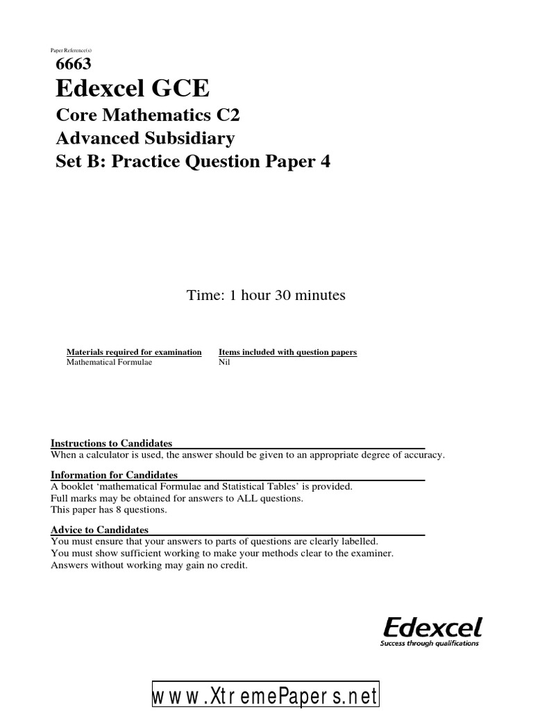 C2 Practice B4 | PDF | Mathematical Analysis | Applied Mathematics