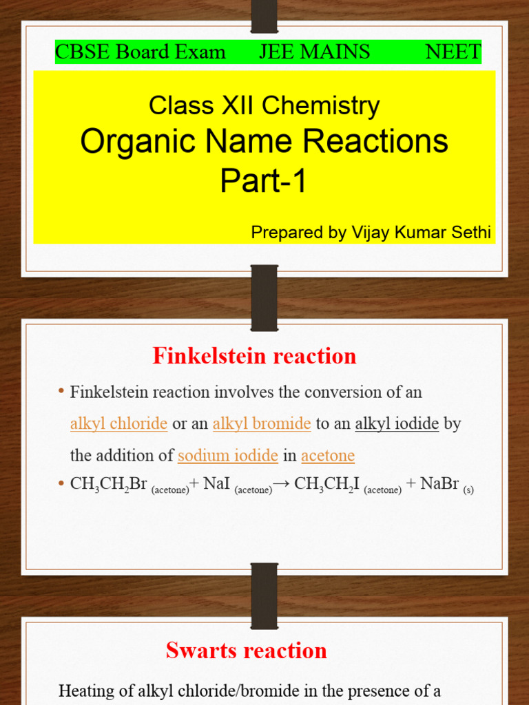 Key Organic Name Reactions Explained | PDF | Amine | Chemical Reactions