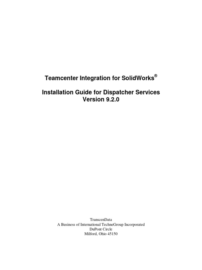 Teamcenter Integration For Solidworks Installation Guide For Dispatcher ...