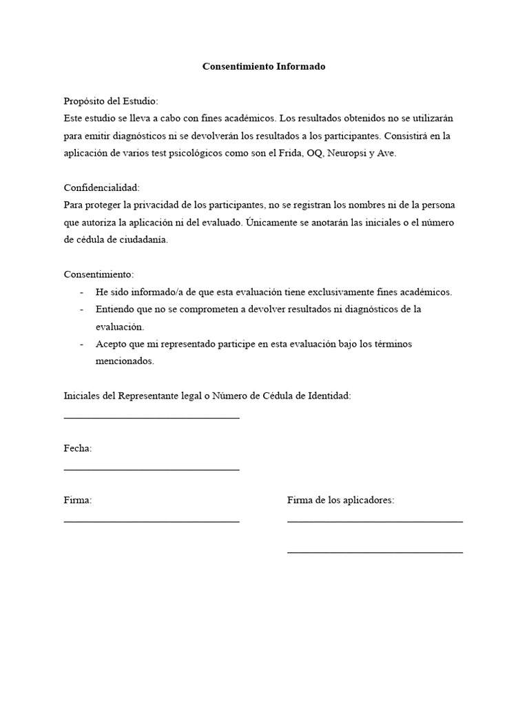 Consentimiento y Asentimiento | PDF