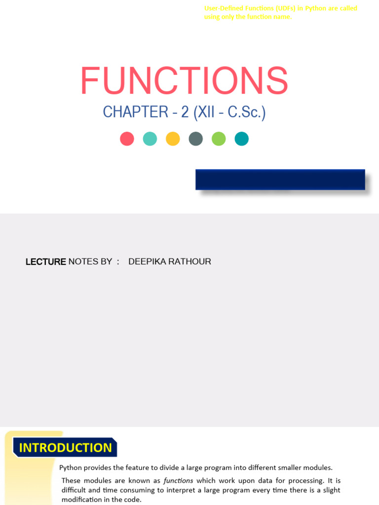 Chapter 2 Functions In Python New Pdf Parameter Computer Programming Scope Computer