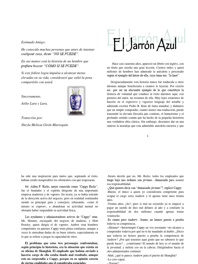 El Jarrón Azúl | PDF
