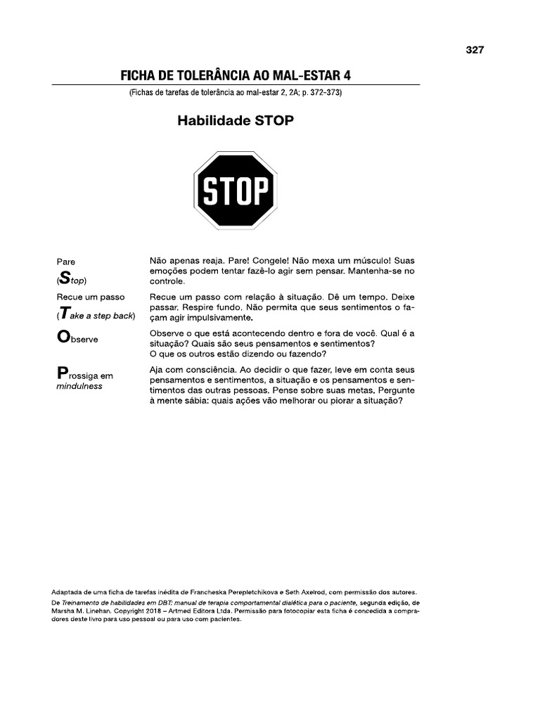 Habilidade STOP Ficha | PDF