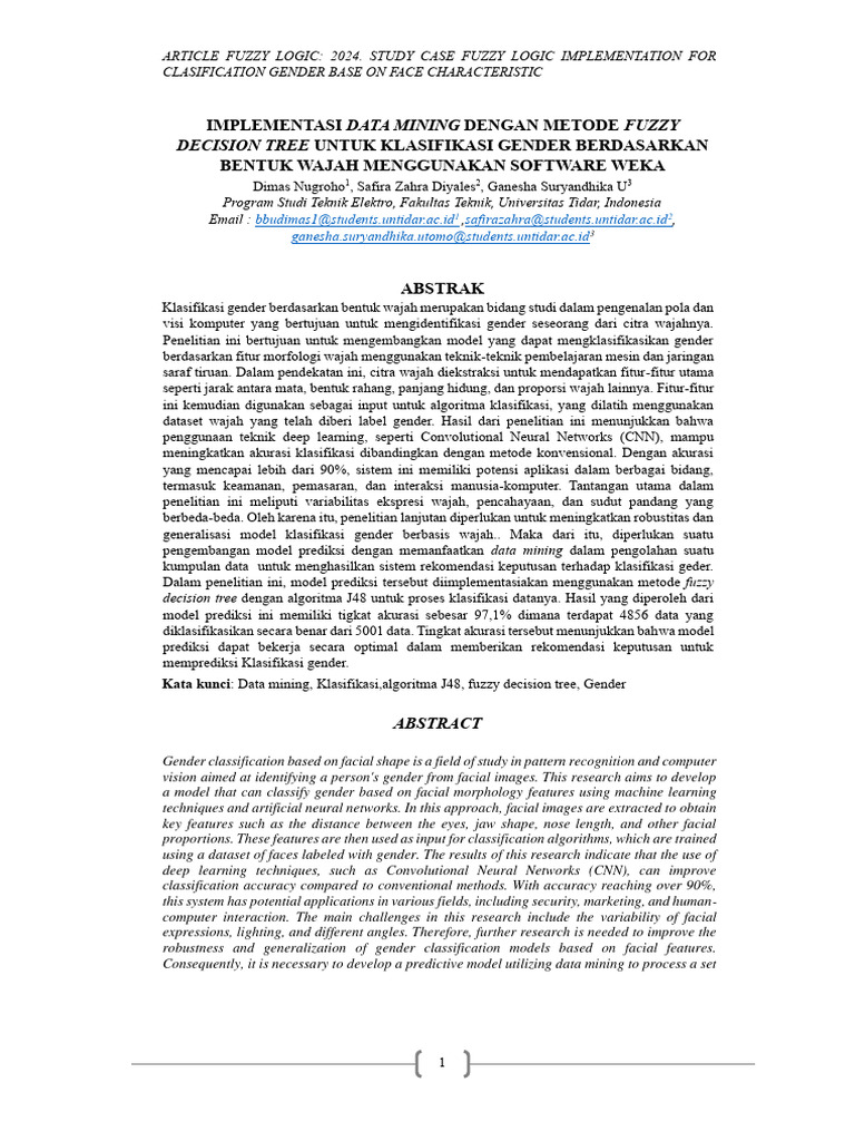 Fuzzy Gender Clasification-1 | PDF