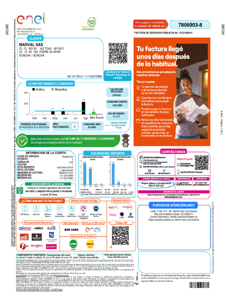 Recibo de Energia ENEL | PDF | Crédito | Finanzas y dinero