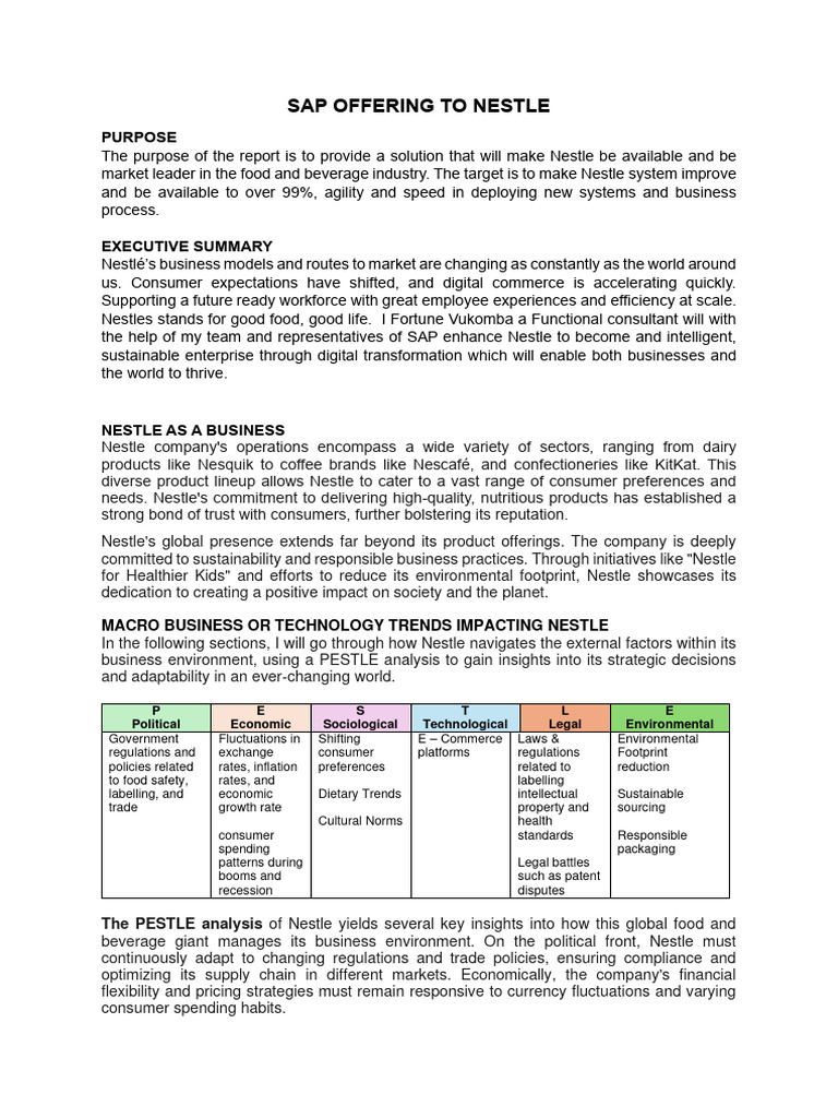 Sap Offering To Nestle | PDF | Nestlé | Business Process