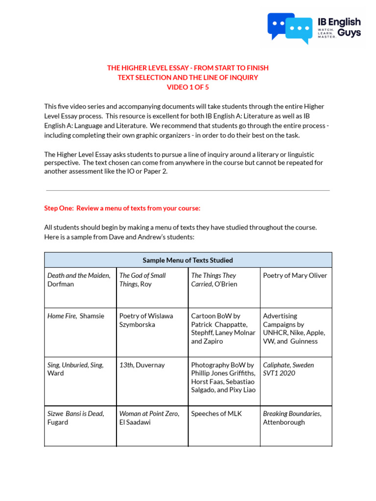 Crafting Your HL Essay Inquiry | PDF