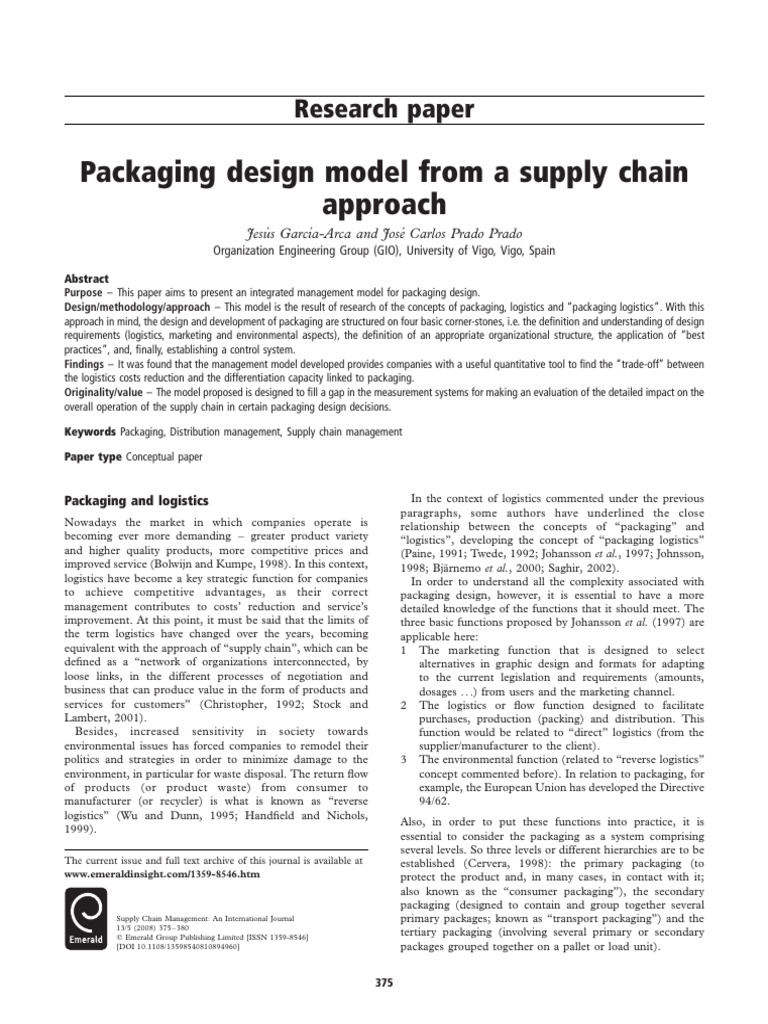 Packaging Design Model From A Supply Chain | PDF | Supply Chain ...