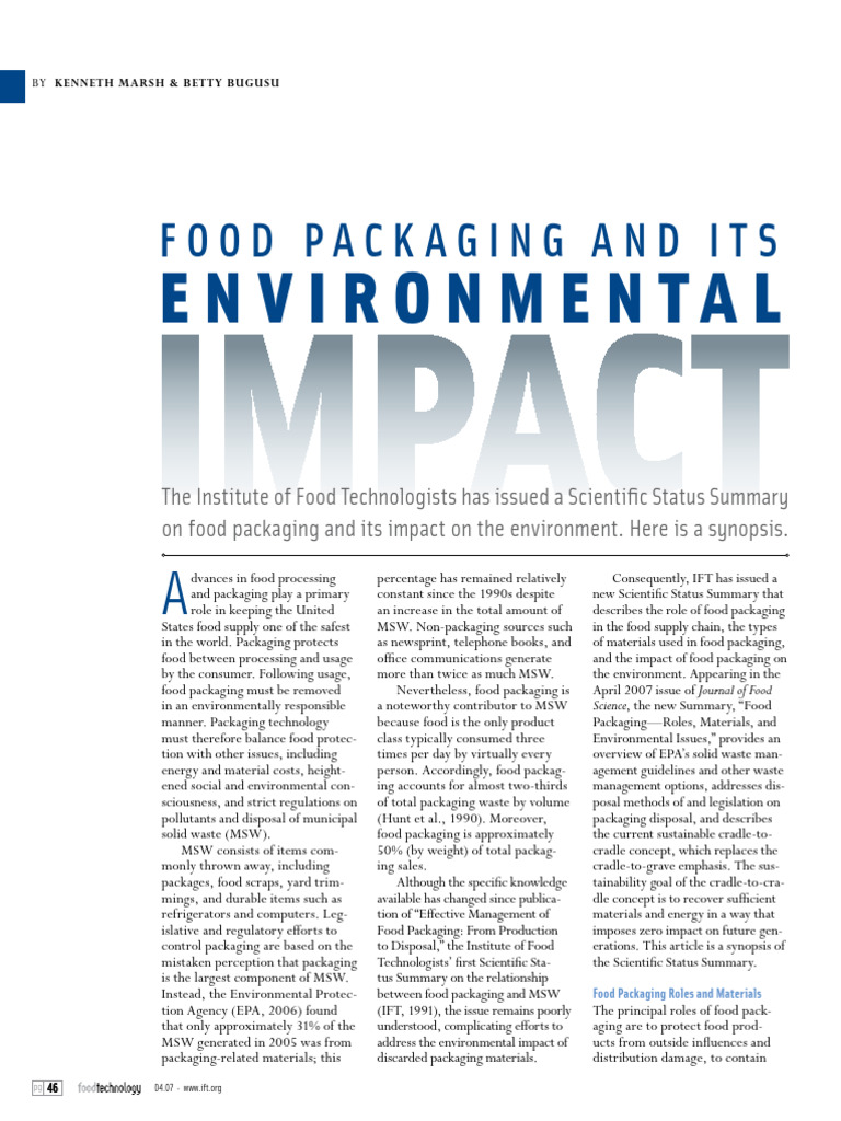 Food Packaging and Its Environmental Impact | PDF | Waste | Recycling