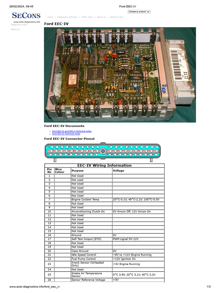 Ford EEC-IV PINAGEM | PDF | Ignition System | Throttle