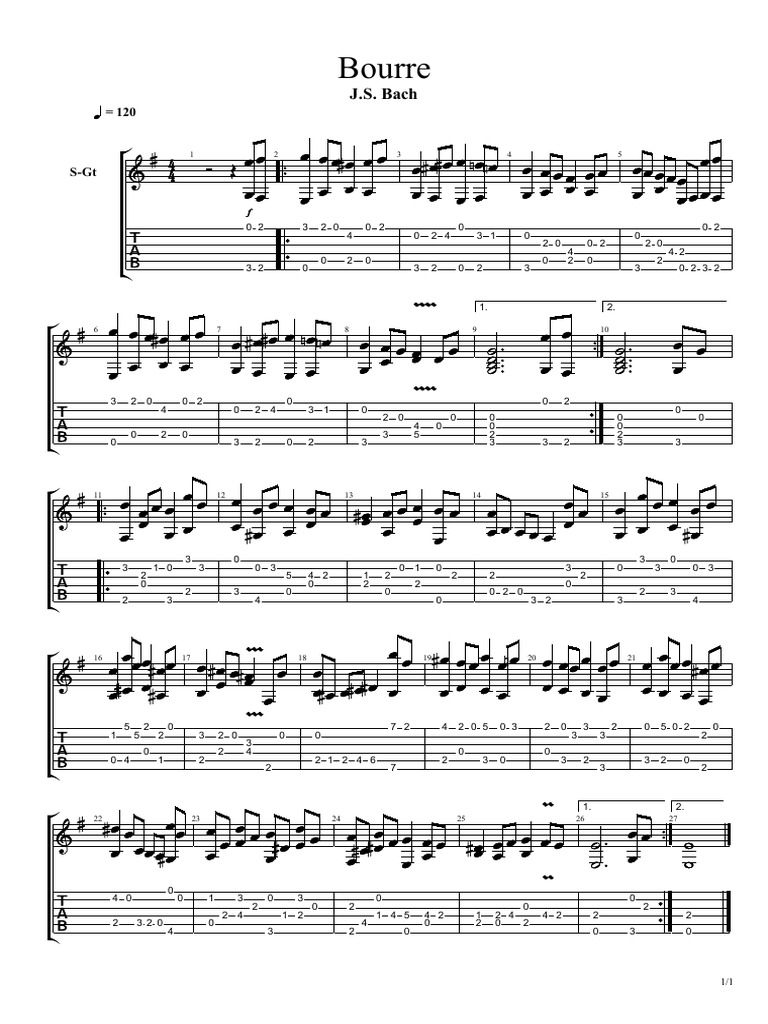 BWV996 Bourree in E Minor by Johann Sebastian Bach | PDF | Compositions | Cantatas