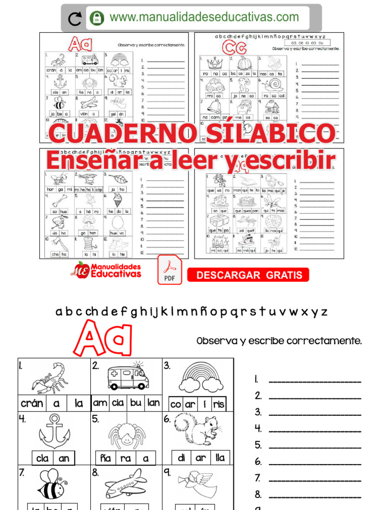 Cuaderno Silábico para Aprender A Leer y Escribir | PDF