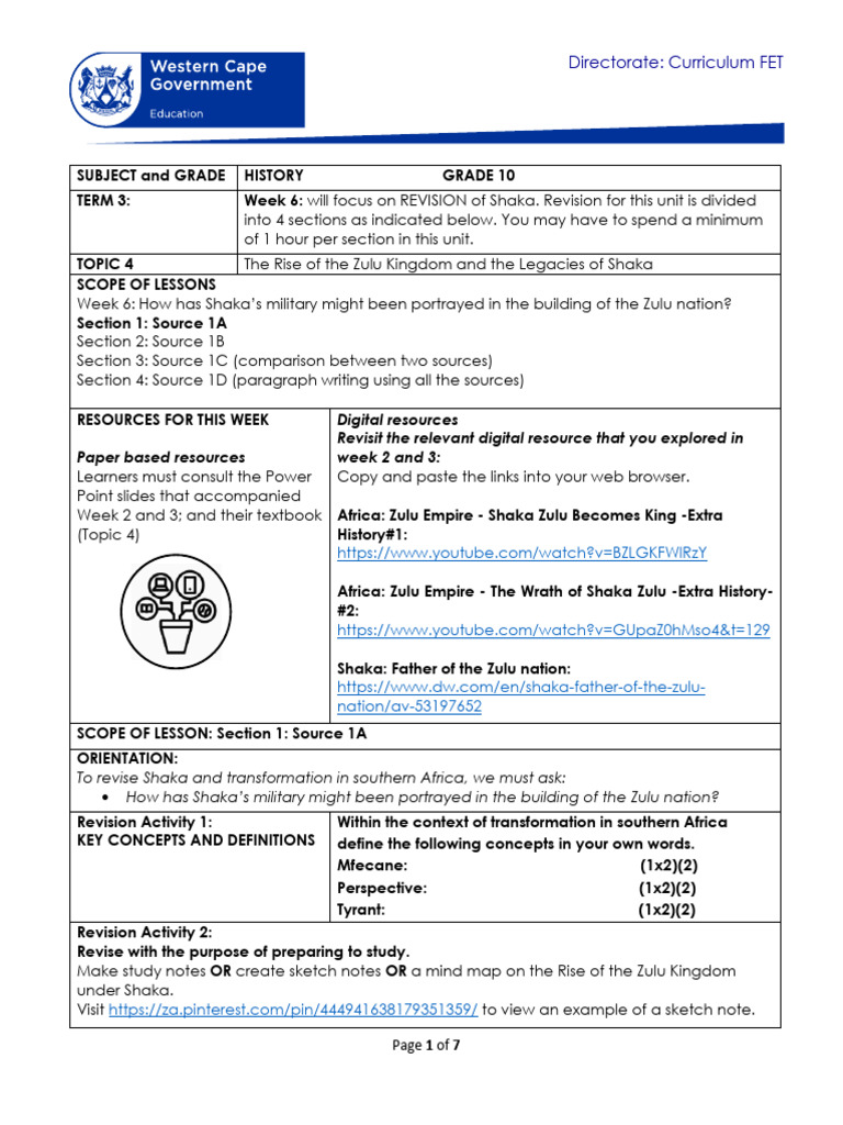 Grade 10 History: Shaka Revision | PDF | History | Religion & Spirituality