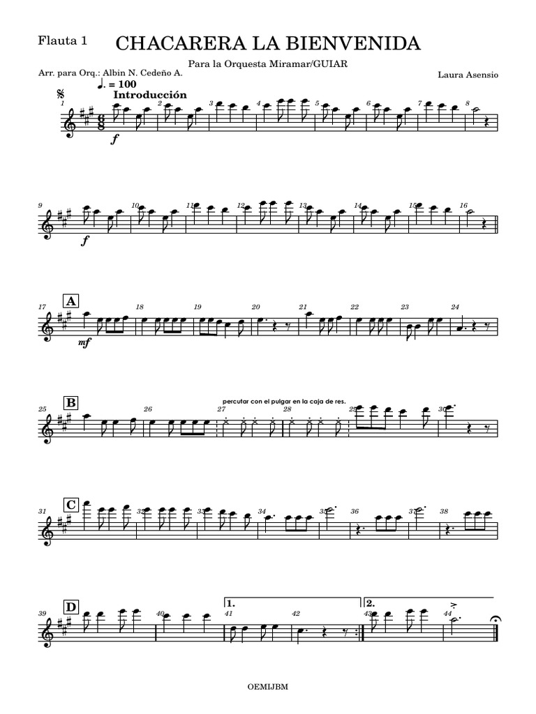 CHACARERA LA BIENVENIDA-Flauta_1 | PDF