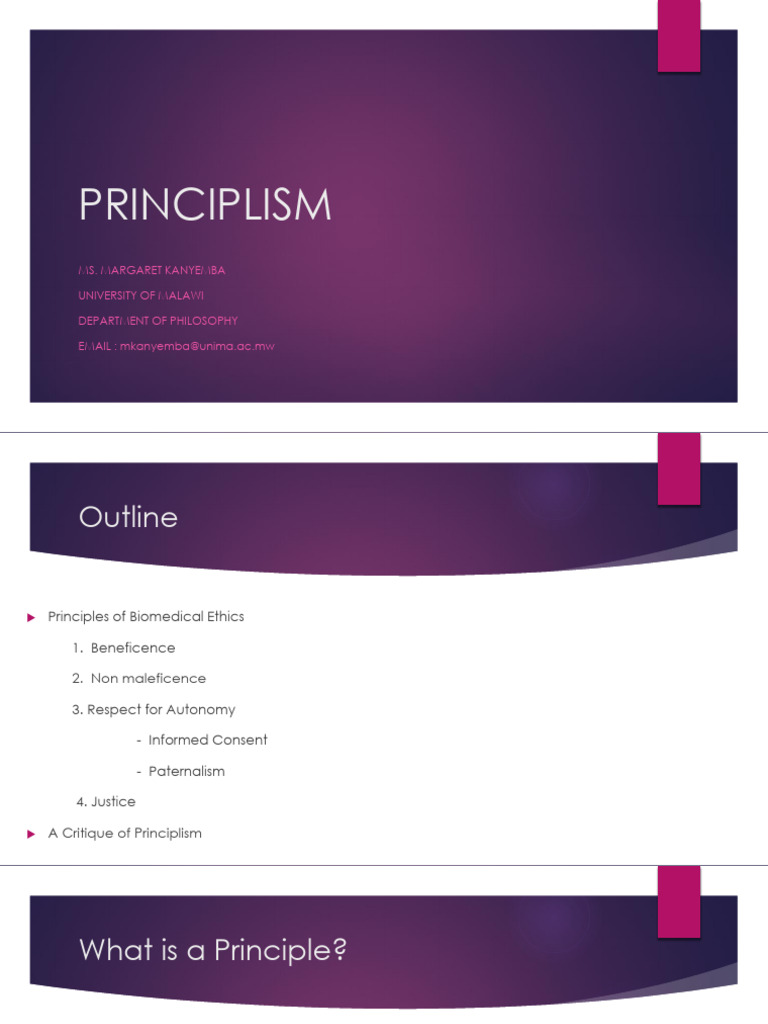 Principlism by Ms. Margaret Kanyemba | PDF | Autonomy | Informed Consent