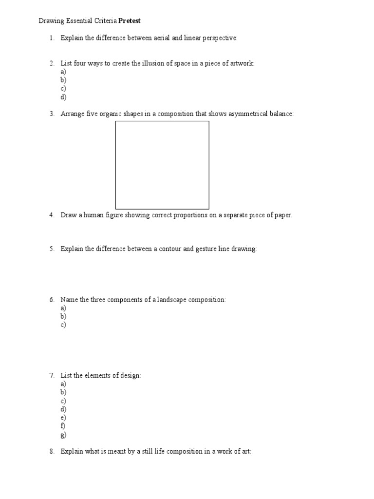 Drawing Pretest | PDF
