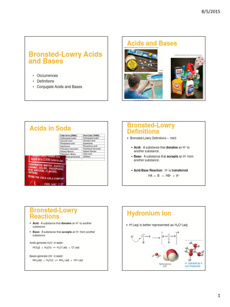 63 - Bronsted-Lowry Acids and Bases - Notes | PDF | Acid | Branches Of ...