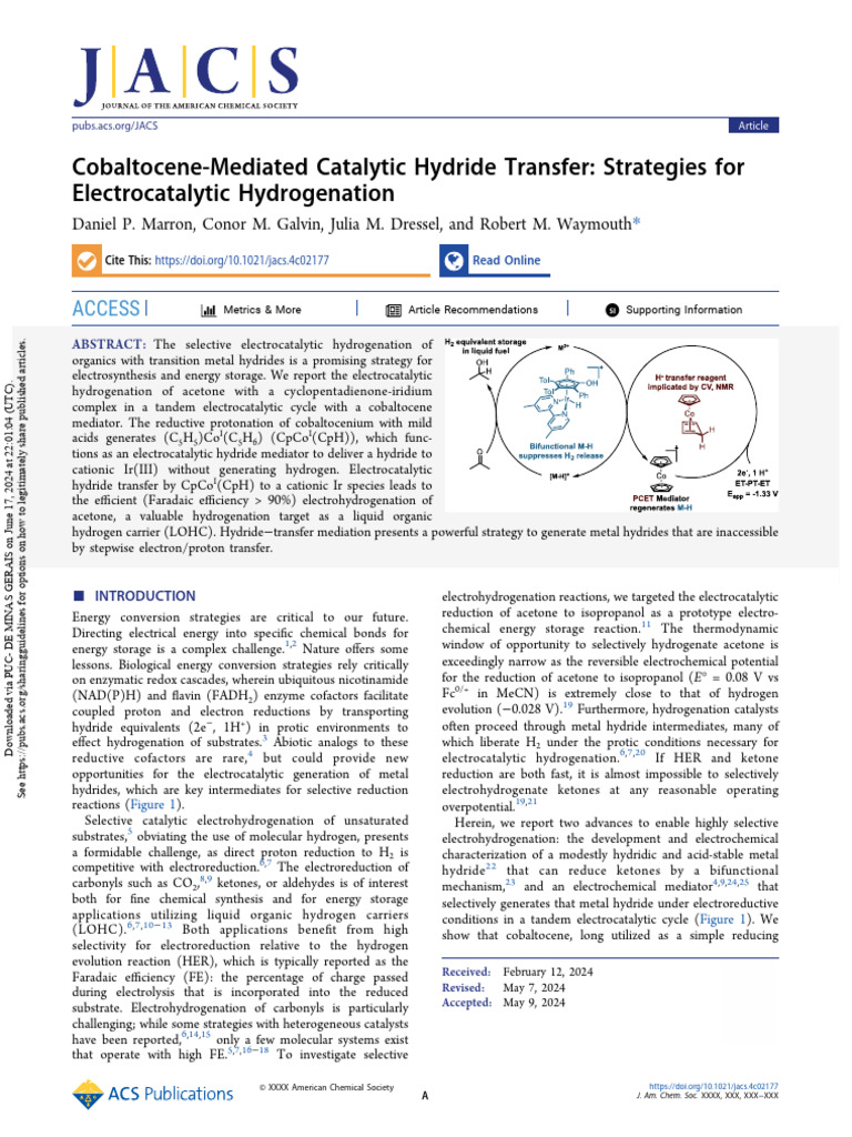 Cobaltocene-Mediated Catalytic Hydride Transfer: Strategies For ...