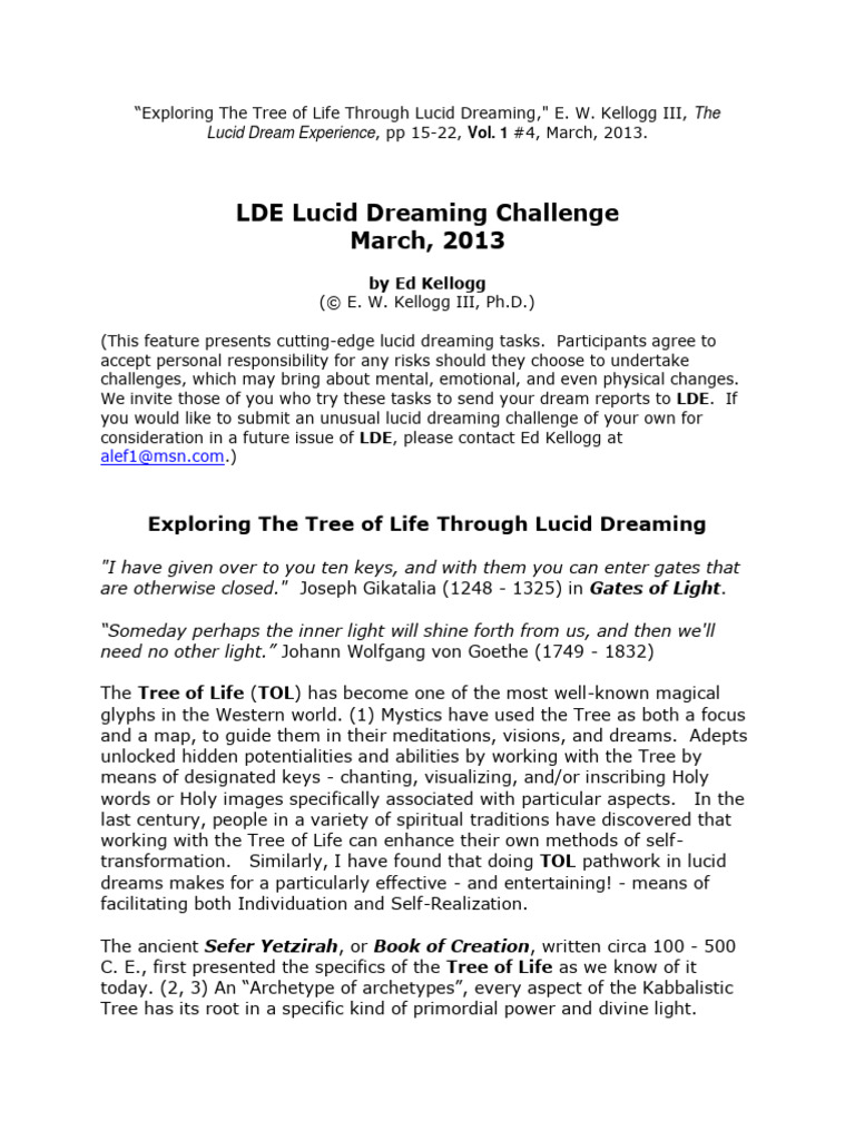 Exploring The Tree of Life Through Lucid | PDF | Dream | Kabbalah