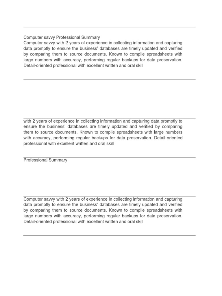 Computer Savvy Professional Summary | PDF | Databases | Backup
