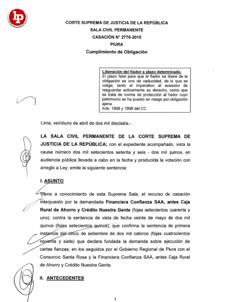 Casacion 2776 2015 Piura LPDerecho | PDF Casacion 2776 2015 Piura LPDerecho | PDF