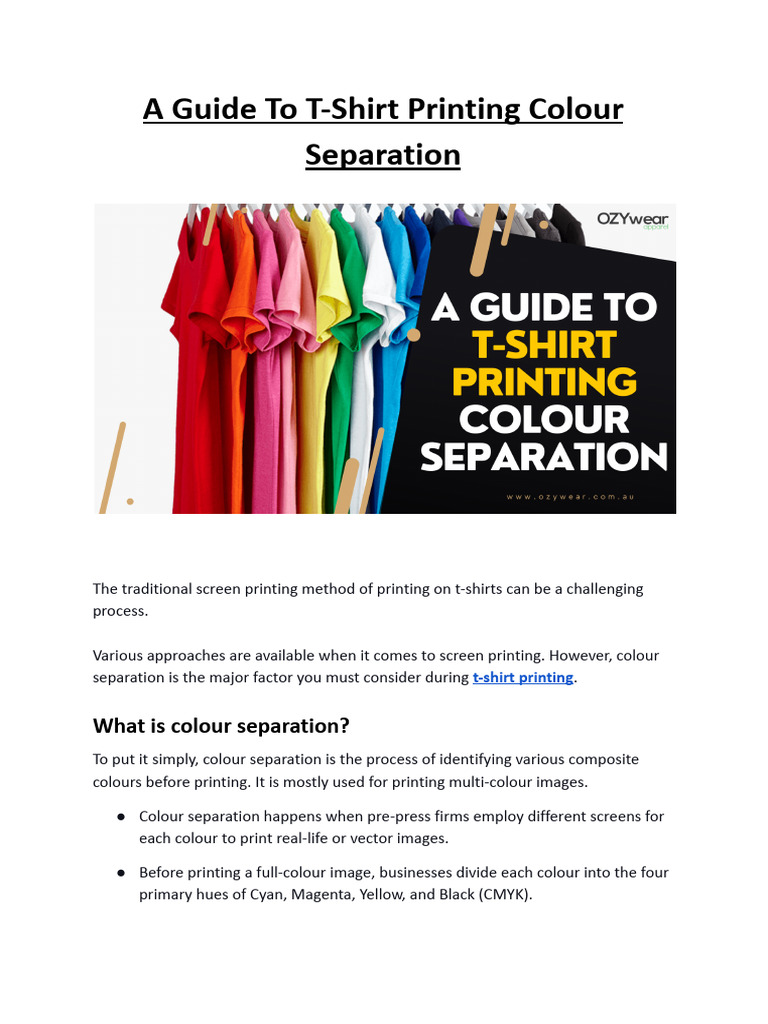 A Guide To T-Shirt Printing Colour Separation | PDF | Vision | Artistic Techniques