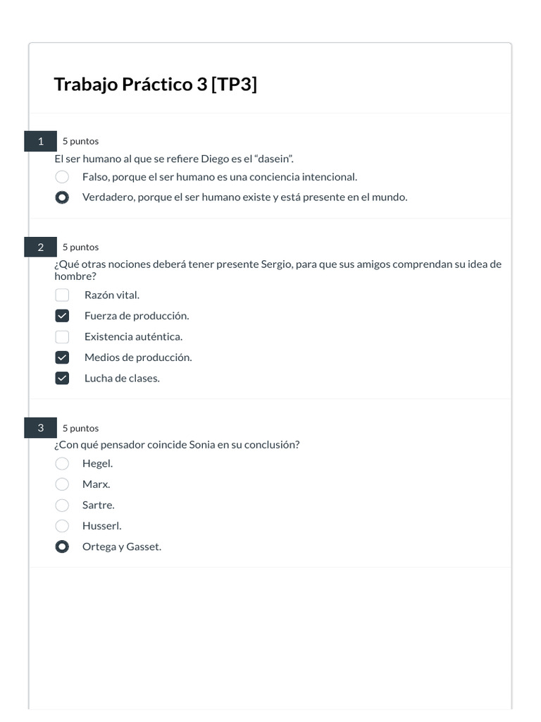 Trabajo Práctico 3 (TP3) 100 % | PDF | Existencialismo | Metafísica