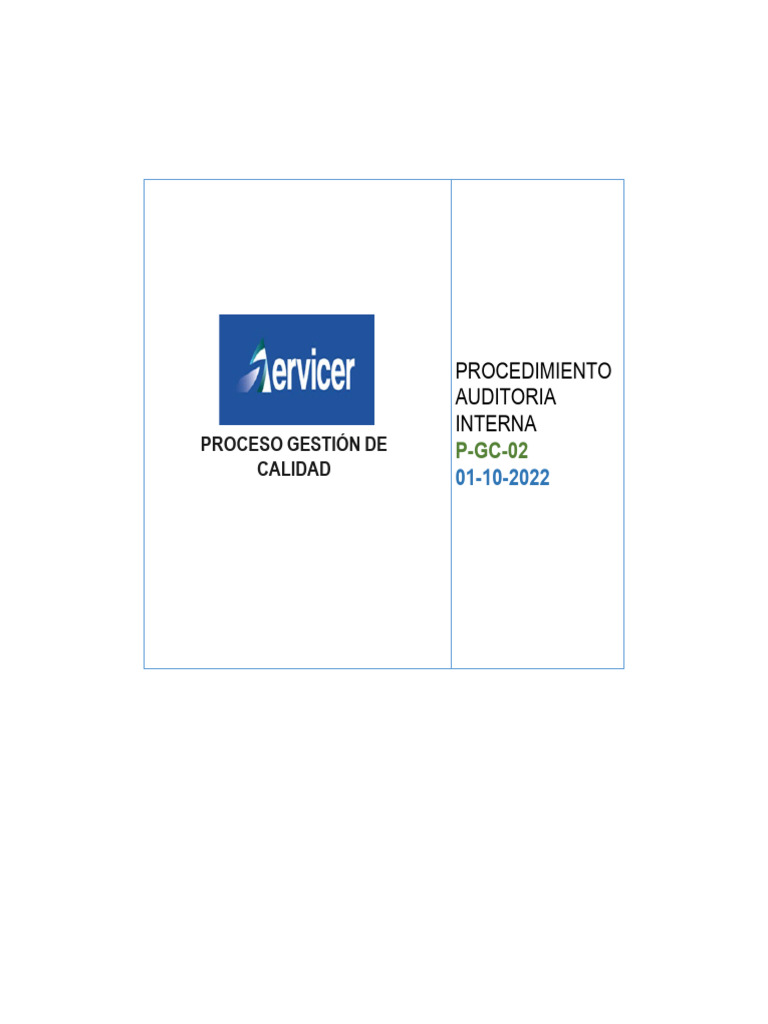 P-GC-02_Ver 00_Procedimiento Auditoria Interna | Descargar gratis PDF ...