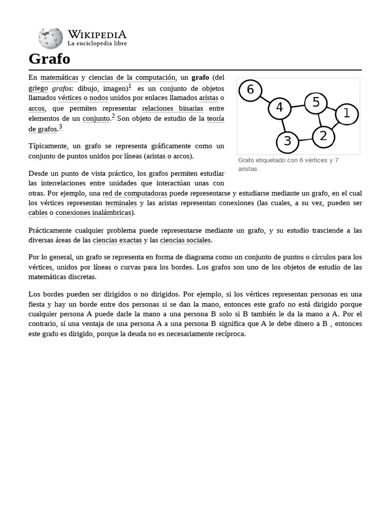 Grafo | PDF | Vértice (teoría de grafos) | Teoría de grafos