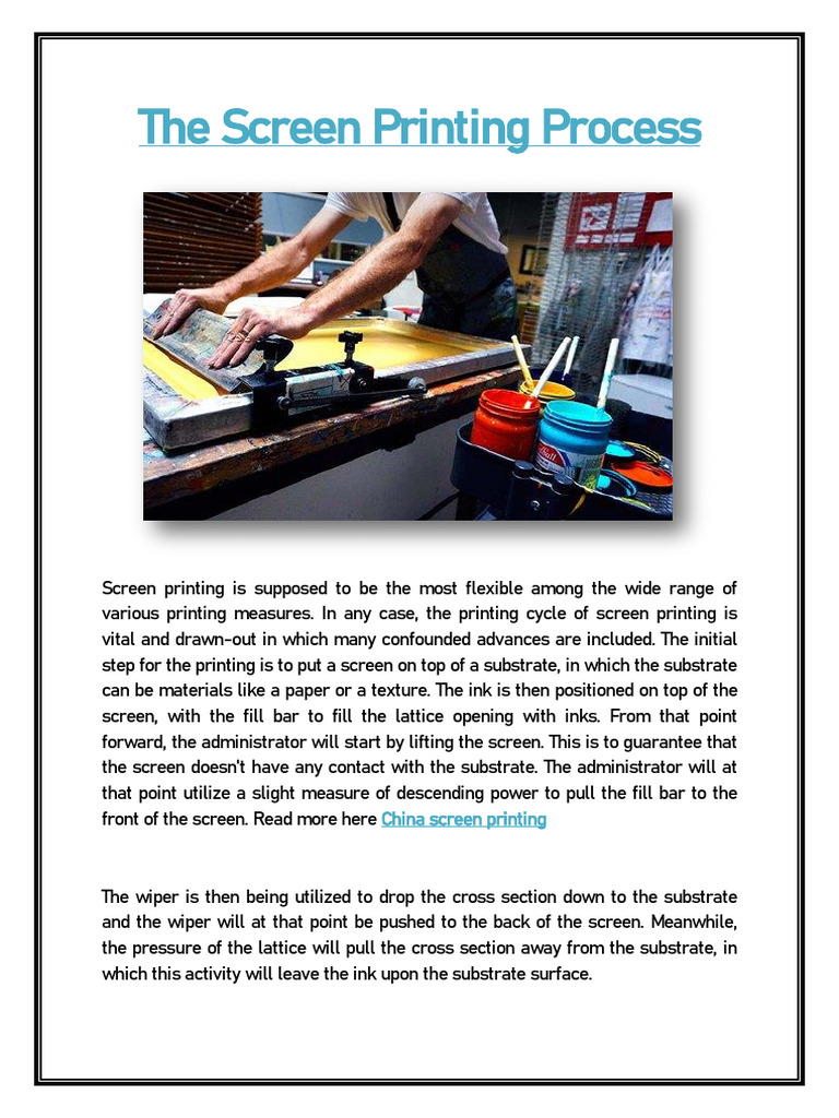 China Screen Printing | PDF | Materials | Secondary Sector Of The Economy