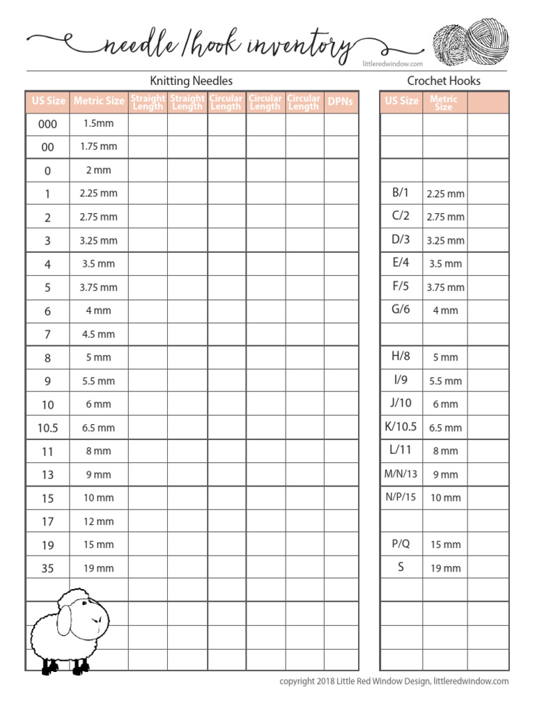Knitting Planner and Crochet Planner Page 3 - Needle Hook Inventory ...