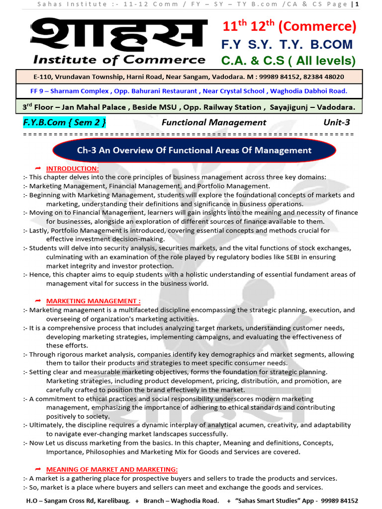 FY2 (Functional Managment) Unit-3 | PDF | Marketing | Pricing