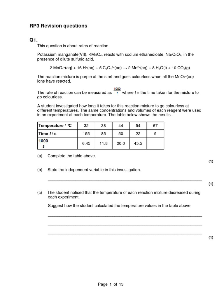 Reaction Rates and Temperature Effects | PDF | Oxide | Chemical Reactions