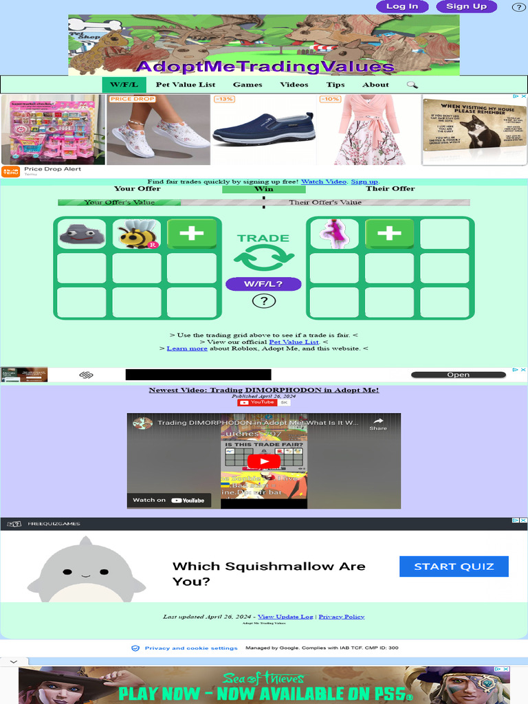 Roblox Adopt Me Trading Values - Win Fair Lose WFL | PDF