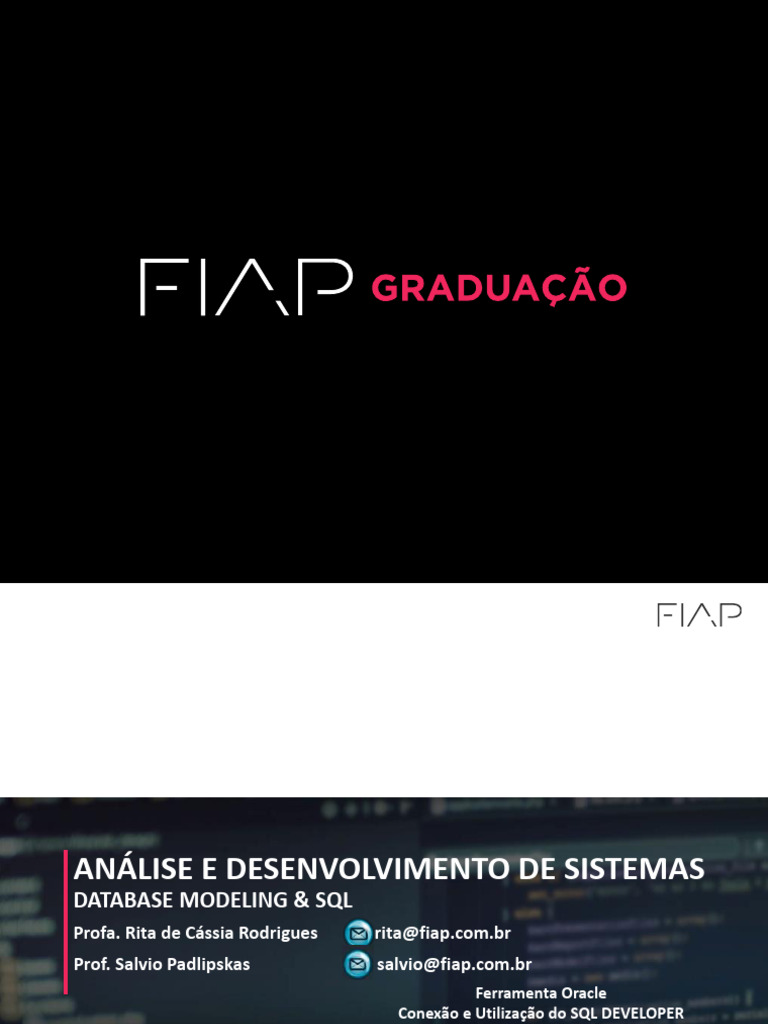 Aula 00 Conexao Oracle SQLDeveloper FIAP ORCL | PDF | SQL | Janela (informática)