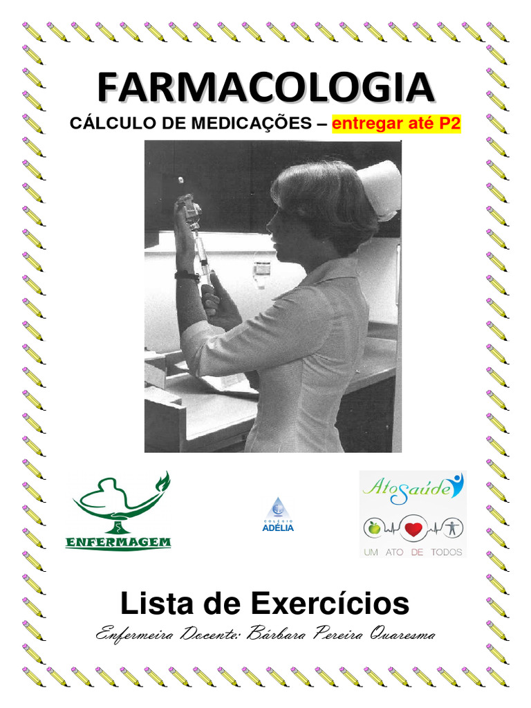 LISTA DE EXERCÍCOS Cálculos | PDF | Farmacologia | Drogas