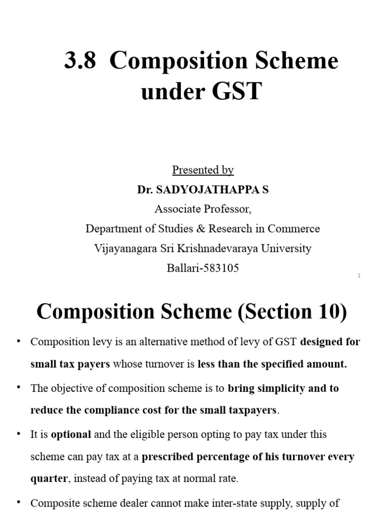 3.8 Composition Scheme Under GST | PDF | Value Added Tax | Taxes